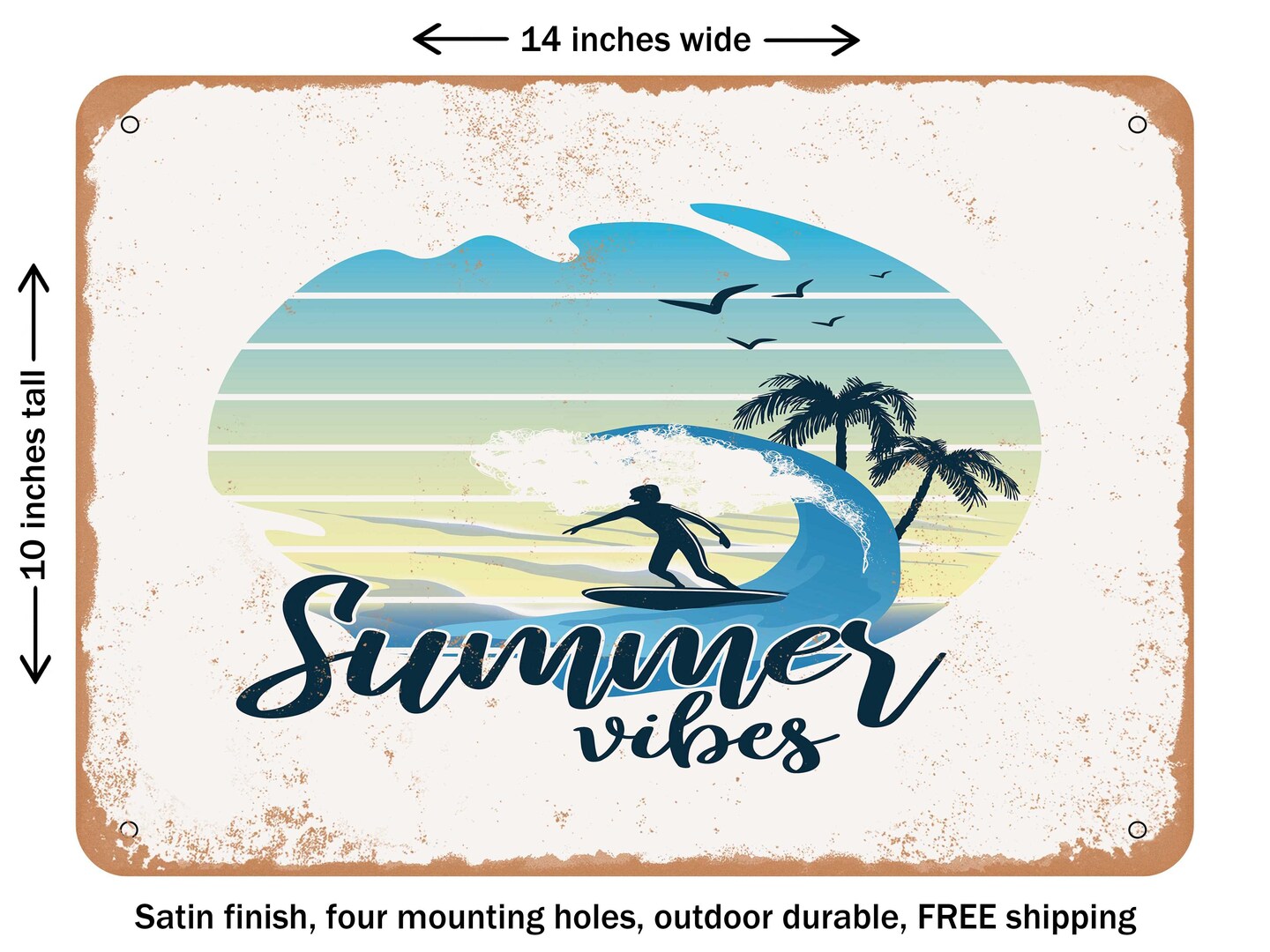 DECORATIVE METAL SIGN - Summer Vibes - Vintage Rusty Look | Michaels