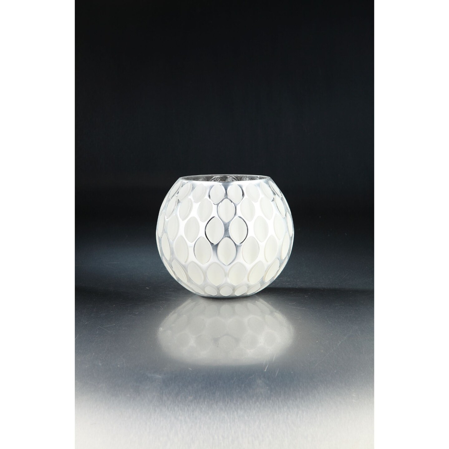 CC Home Furnishings 8.5" White and Clear Oval Shape Pattern Glass Vase ...