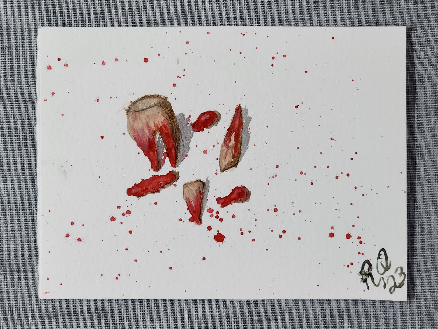 "Offering" signed original watercolor 3.5x5 inch art print featuring ...