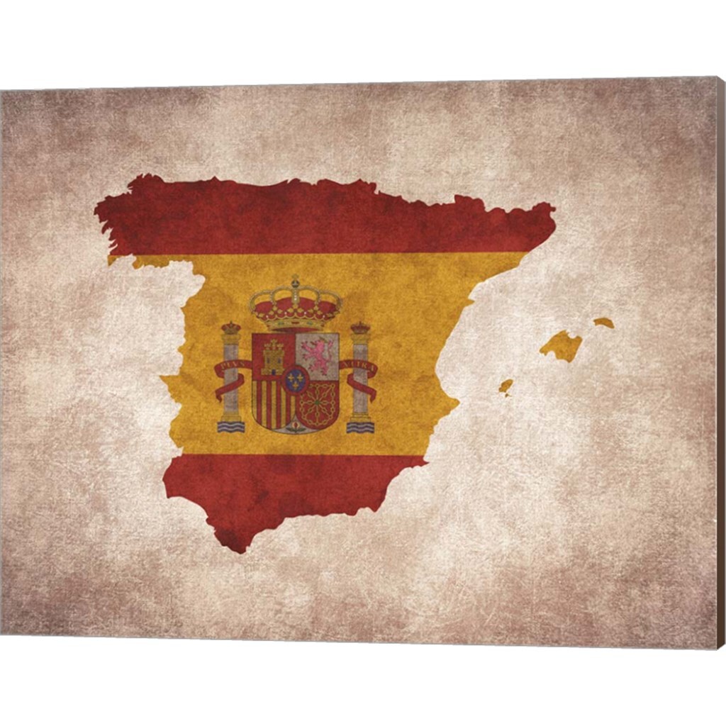 Map with Flag Overlay Spain by Color Me Happy 20" x 16" Canvas Wall Art ...