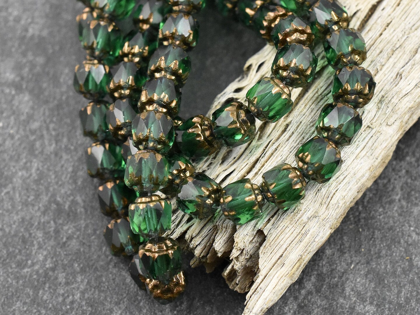 *20* 6mm Bronze Washed Emerald Fire Polished Cathedral Beads | Michaels