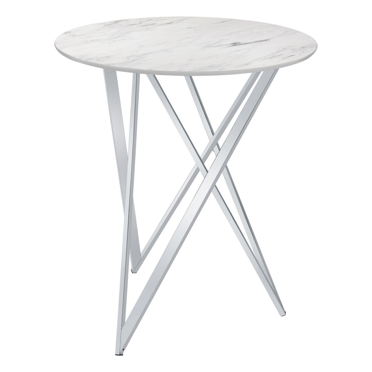 Saltoro Sherpi 43 Inch Tall Bar Table, White Round Top, Art Deco Style ...