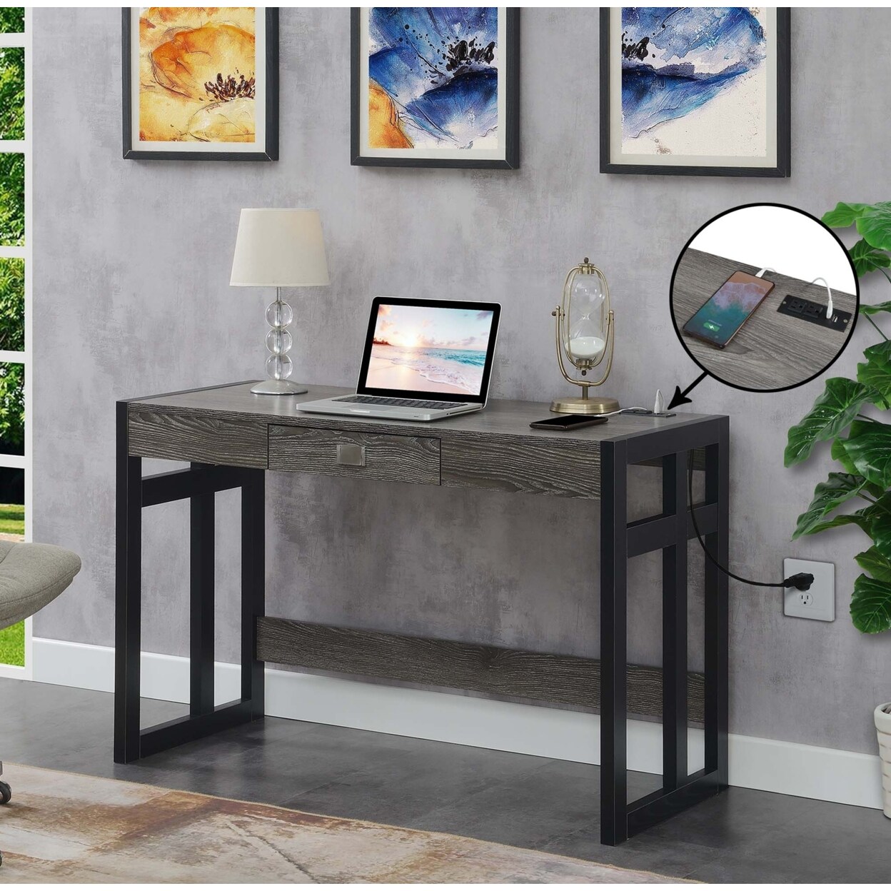 Convenience Concepts Monterey 47 inch Desk with Charging Station | Michaels