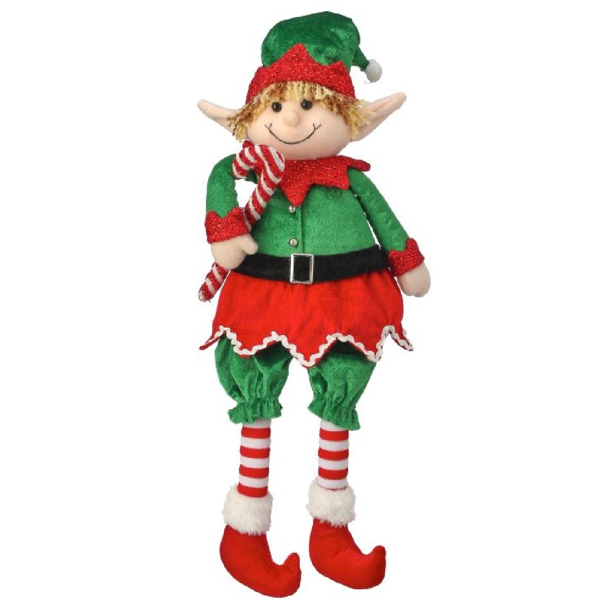 Contemporary Home Living 24" Velvet Sitting Gingerbread Elf with Candy ...