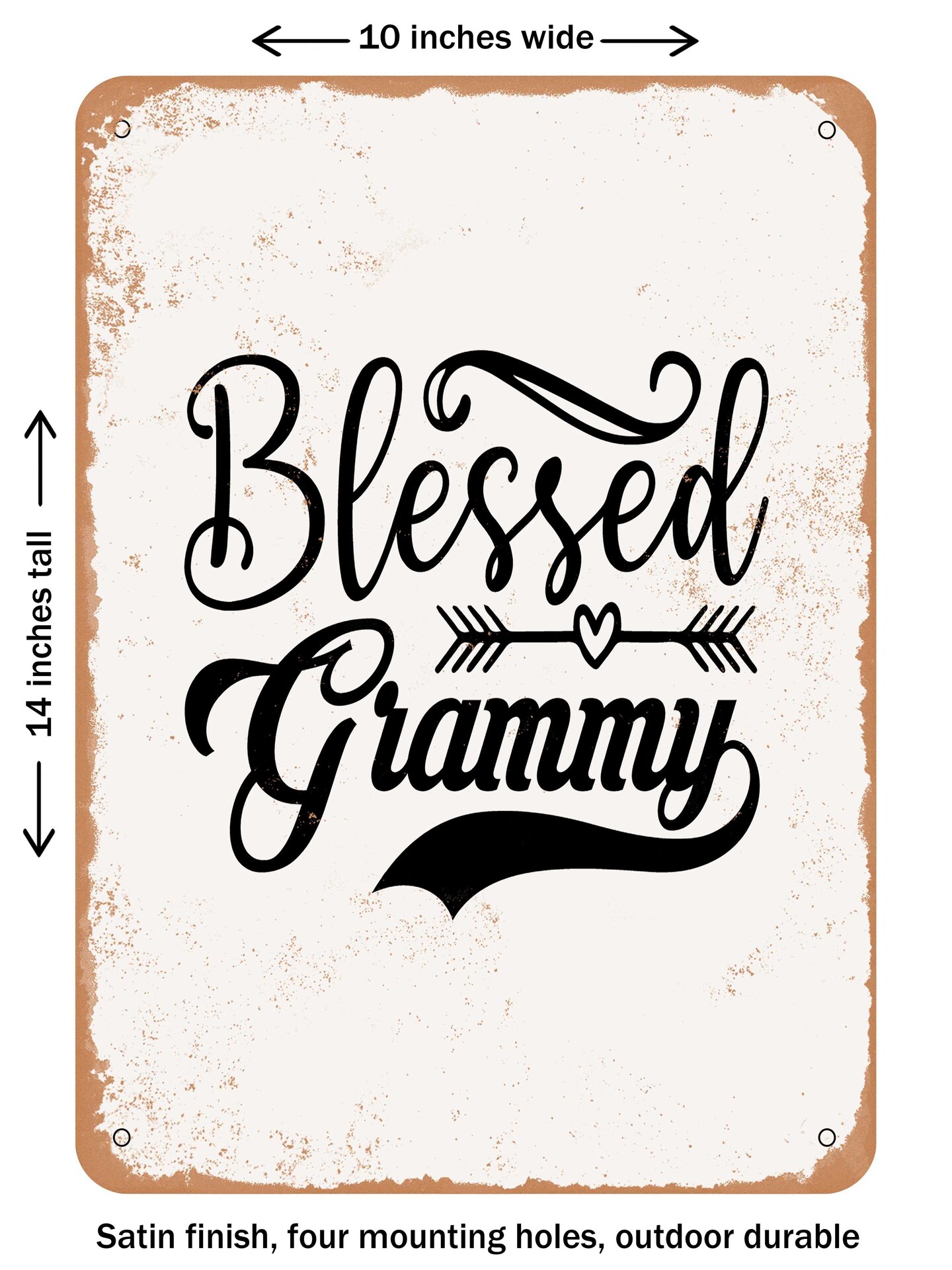 DECORATIVE METAL SIGN - Blessed Grammy - Vintage Rusty Look, Size: 10 x ...
