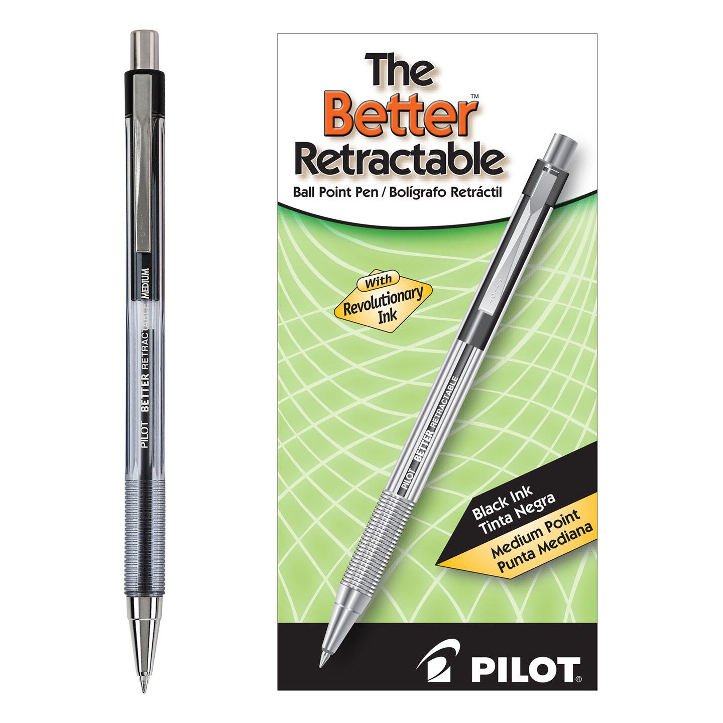 Pilot Better Retractable Ballpoint Pen Medium 1mm Black Ink Smoke ...