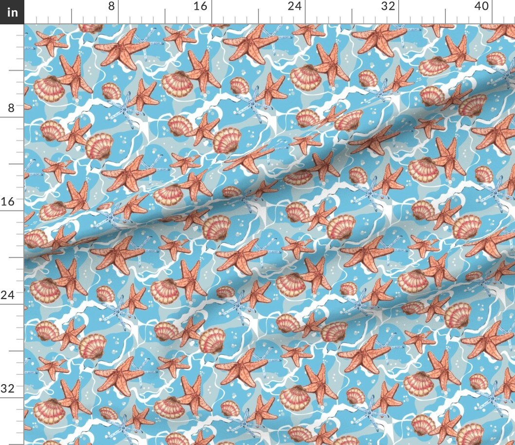 Petal Signature Cotton by the Yard or Fat Quarter Bright Coastal Ocean ...