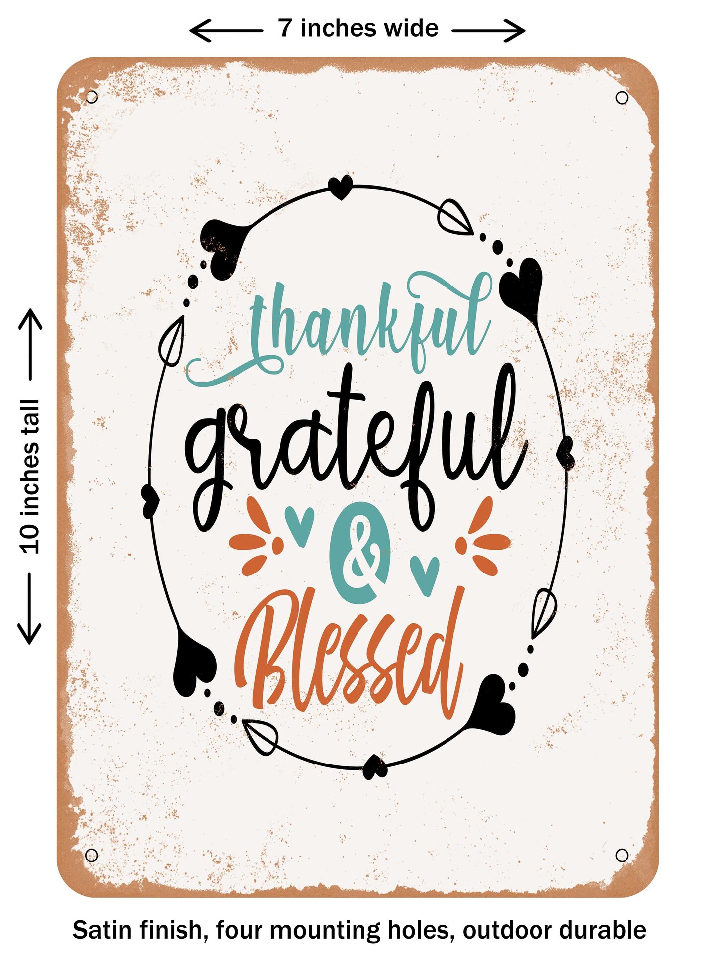 DECORATIVE METAL SIGN - Thankful Grateful and Blessed - Vintage Rusty ...