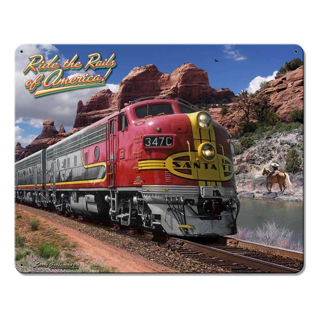 Larry Grossman LGB191 15 x 12 in. Ride The Rails of America Satin Sign ...