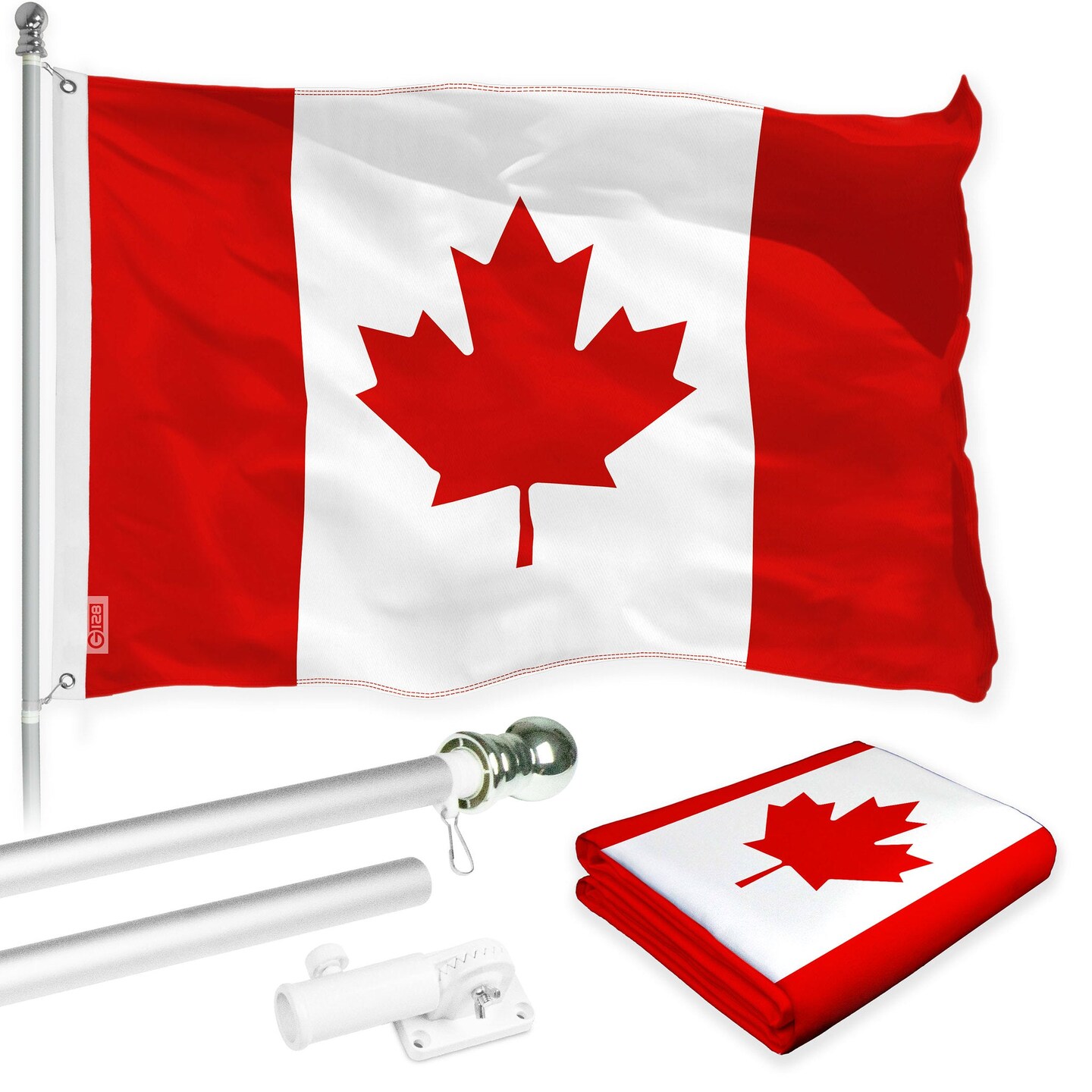 G128 Combo Pack: Flag Pole 6 FT Silver Tangle Free & Canada Canadian ...