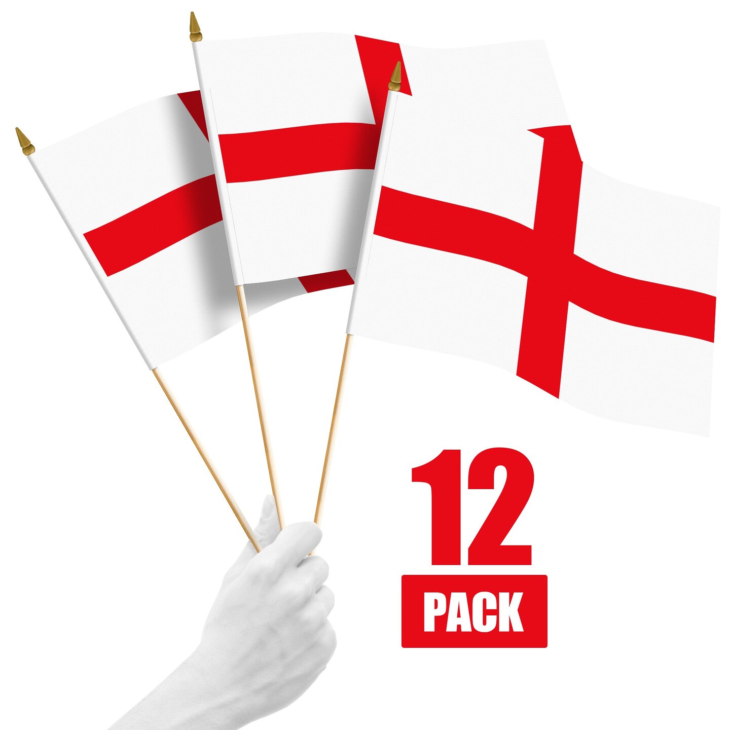 G128 12 Pack Handheld England English Stick Flags | 12x18 In | Printed ...