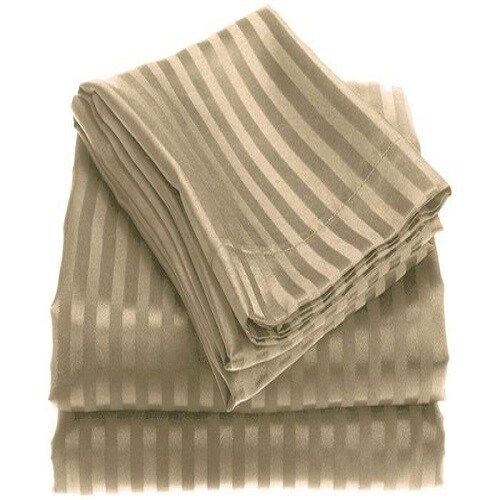 4 Piece Embossed Striped Bed Sheet Collection Ultra Soft Microfiber 800 ...
