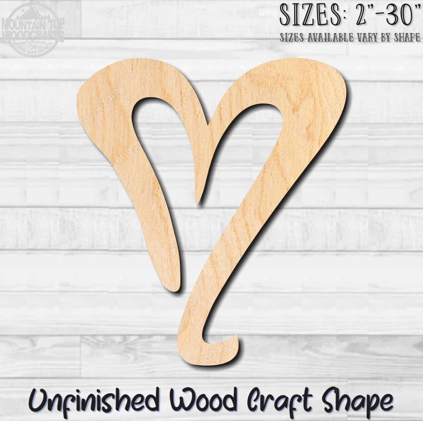 Heart Outline 9 Unfinished Wood Shape Blank Laser Engraved Cutout ...