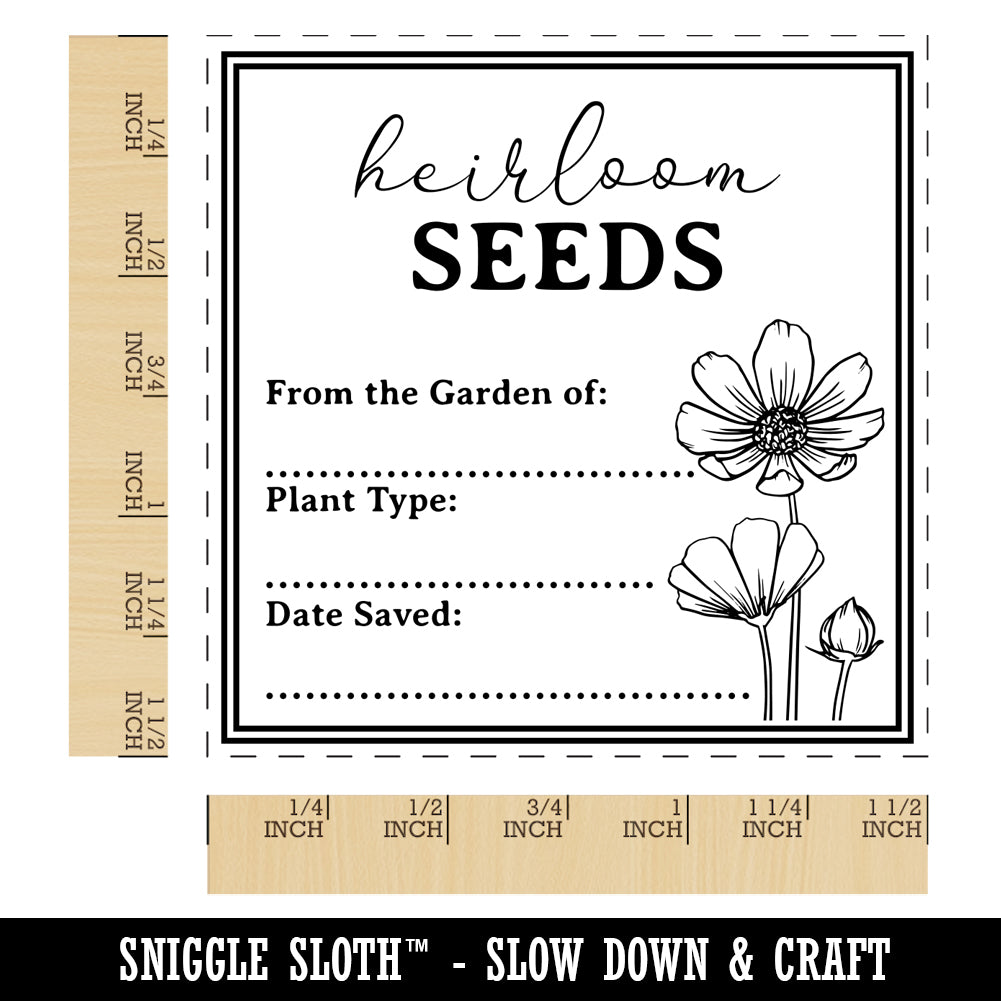 Heirloom Seed Packet Label for Flowers Vegetable Fruits Self-Inking ...