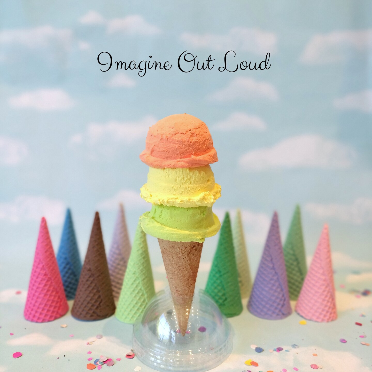 Fake Ice Cream CONE and COLOR CHOICE Triple Lime Orange Yellow Prop ...