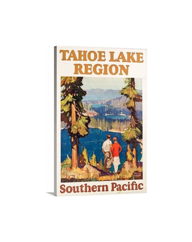 Lake Tahoe Region Canvas Wrap Art or Poster, A Vintage Travel Poster ...