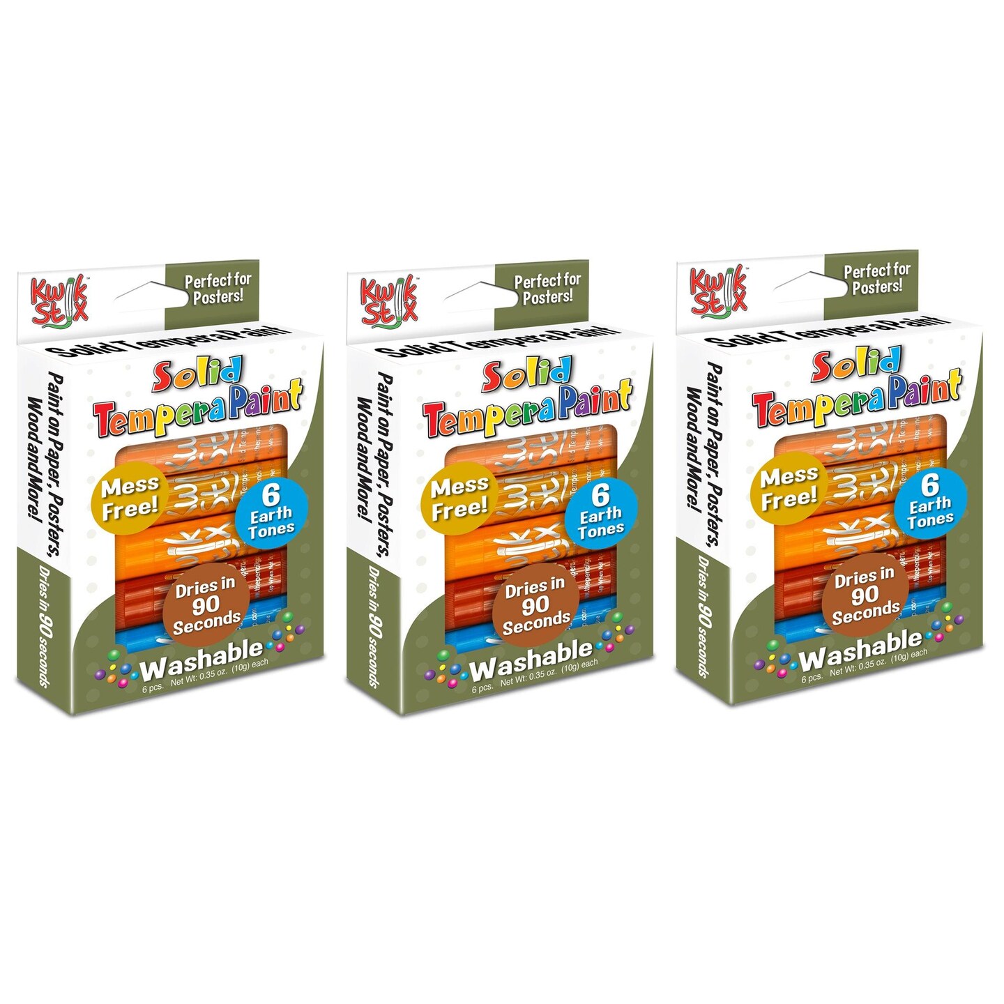 Solid Tempera Paint, Earth Tones, 6 Per Pack, 3 Packs | Michaels