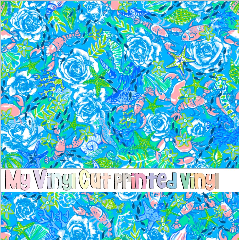 12 x 12 inch Sheet of Printed Vinyl or HTV in the Lobster Green Pattern ...