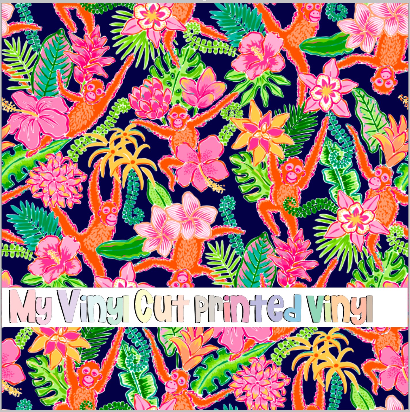 12 x 12 inch Sheet of Printed Vinyl or HTV in the Orangutan Navy ...