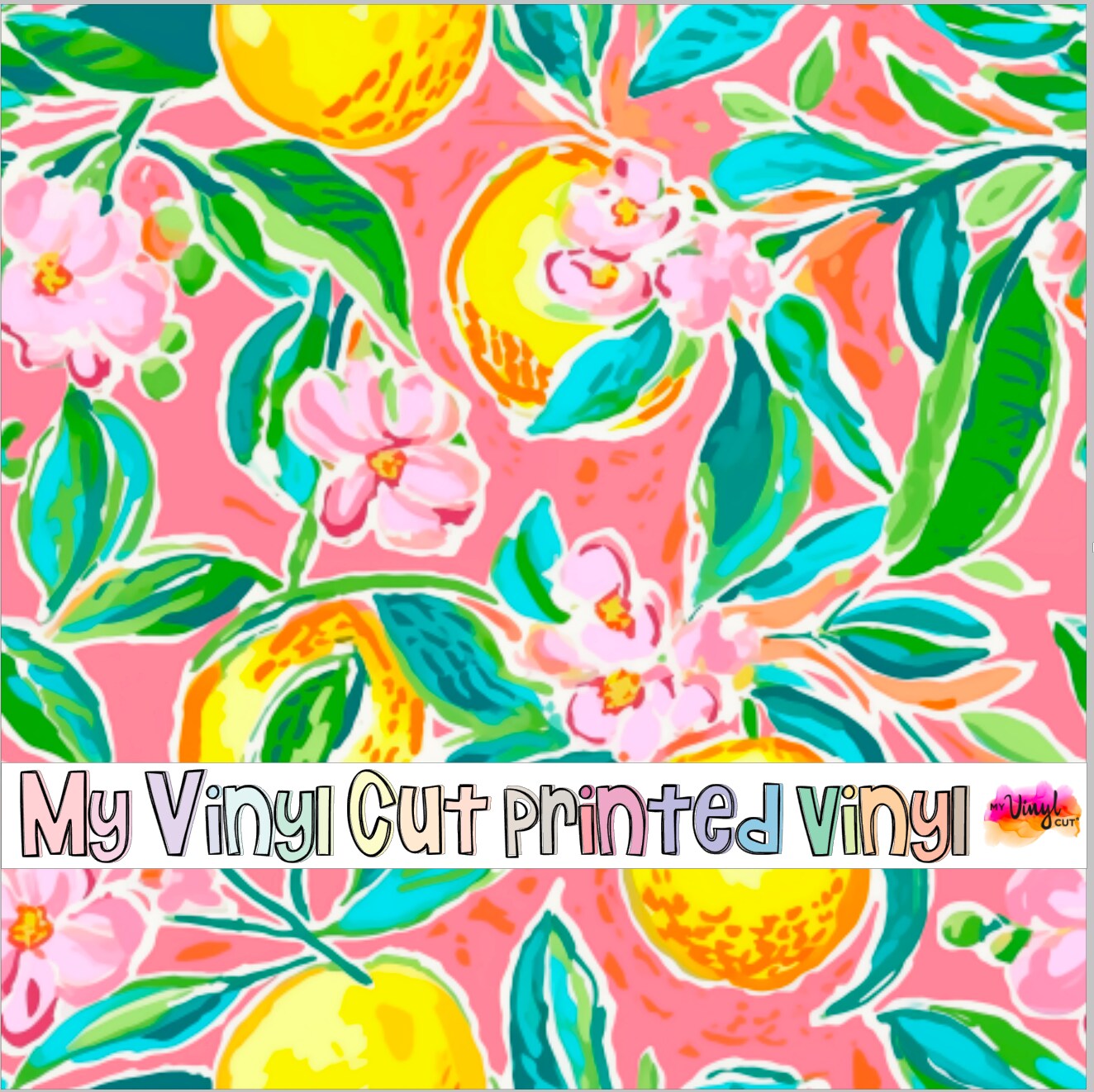 12 x 12 inch Sheet of Printed Vinyl or HTV in the Preppy Fruit L ...