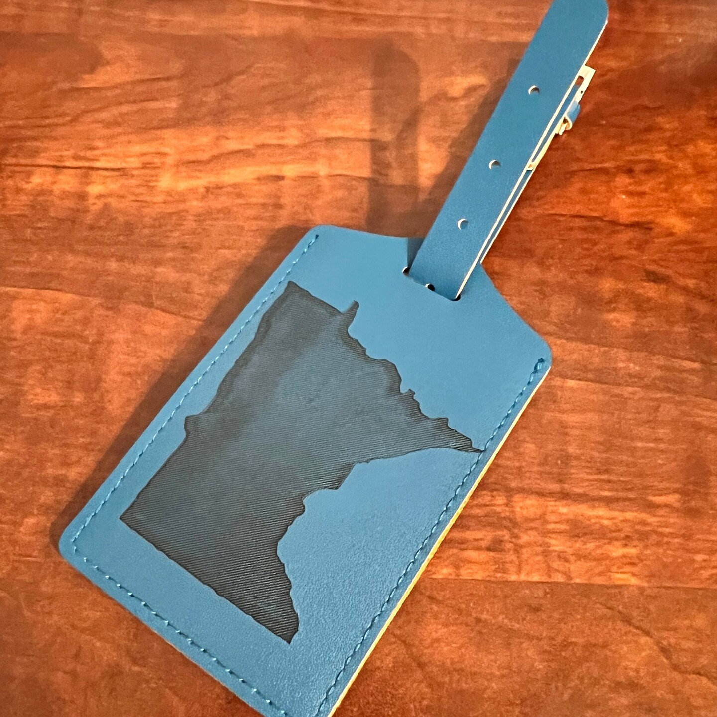 Custom Leather Luggage Tags | Personalized State Silhouette Laser ...