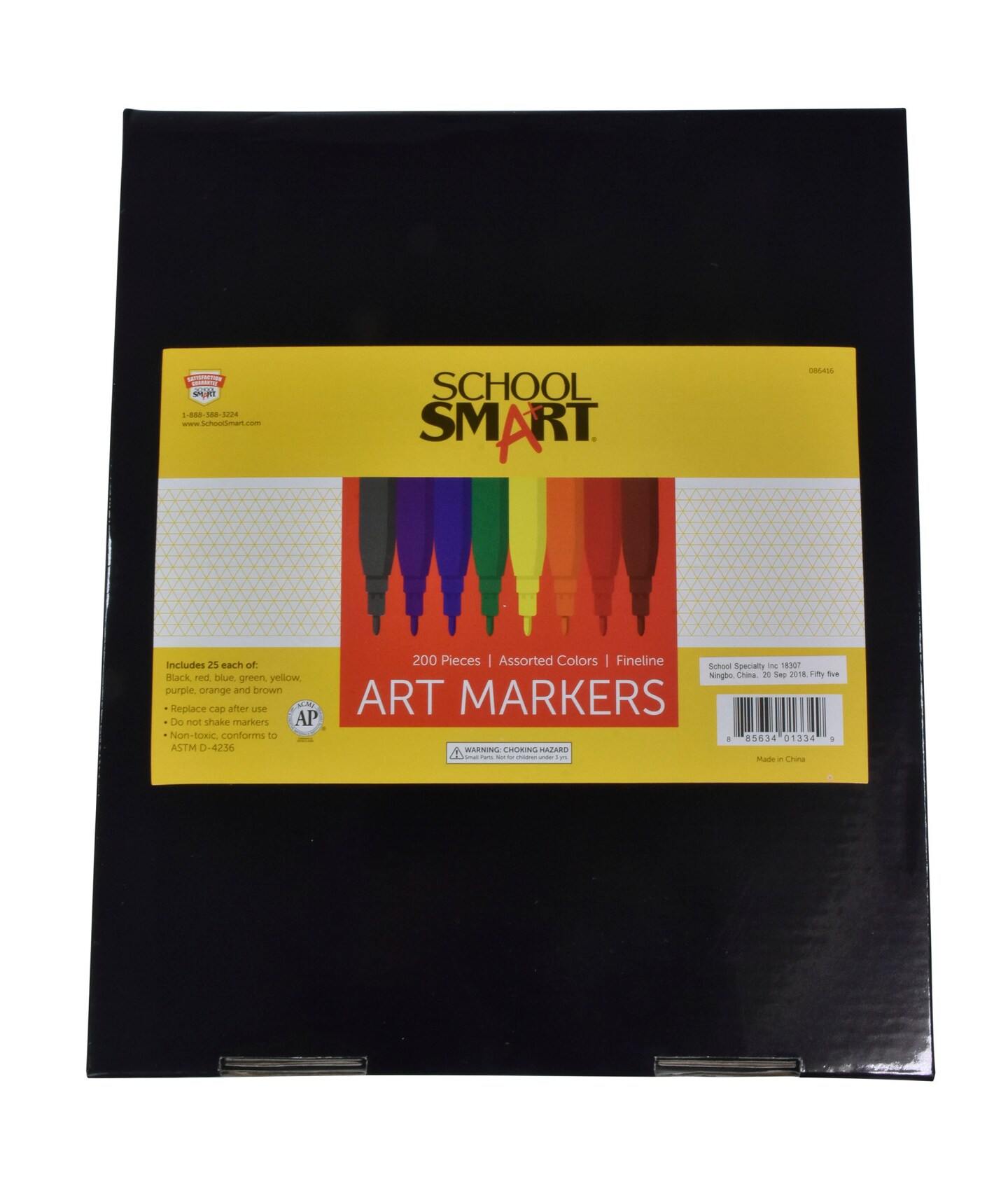 School Smart Art Markers, Fineline Tip, Assorted Colors, Pack of 200 ...
