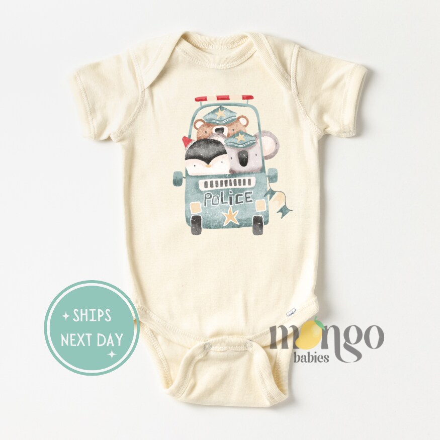 Cute Police Baby Bodysuit Police Car Baby Clothes Baby Announcement ...