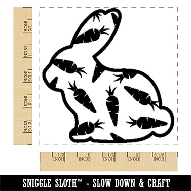 Bunny Side Profile Pattern Carrots Easter Square Rubber Stamp for ...