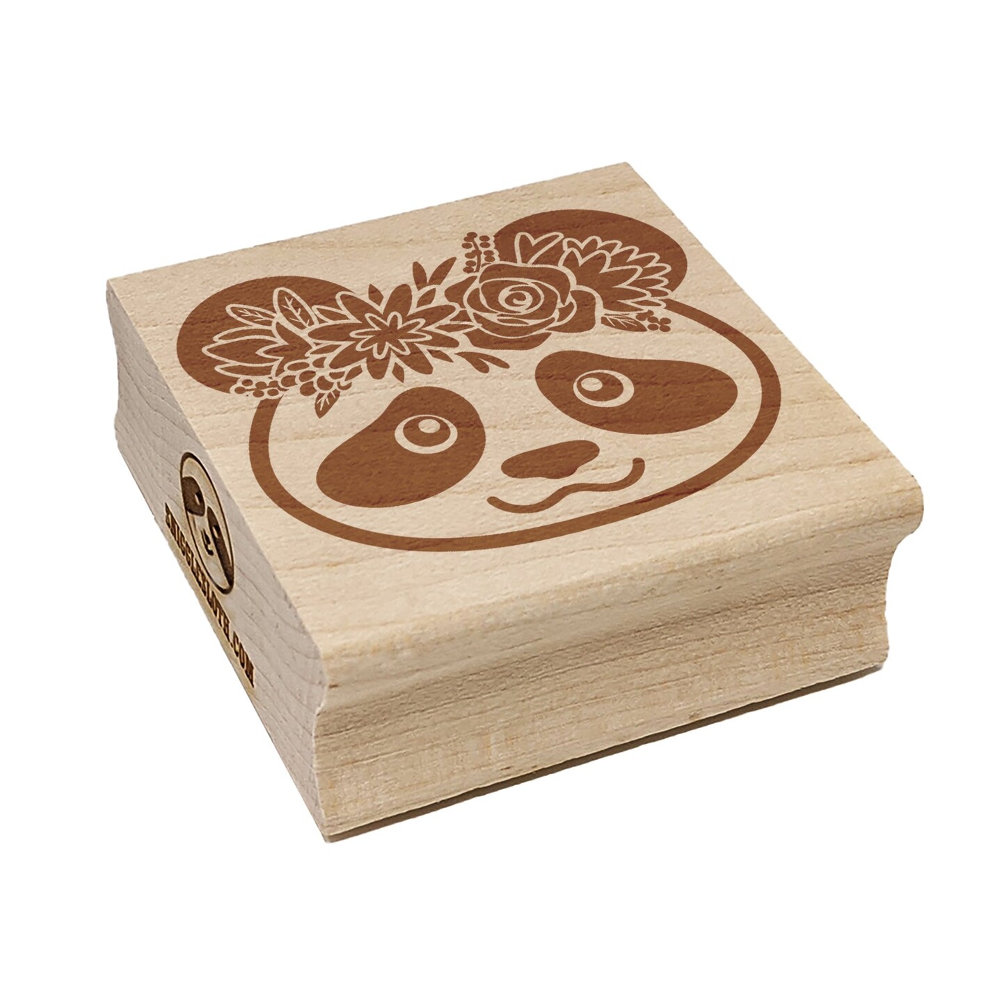 Panda Wearing a Flower Crown Square Rubber Stamp for Stamping Crafting ...