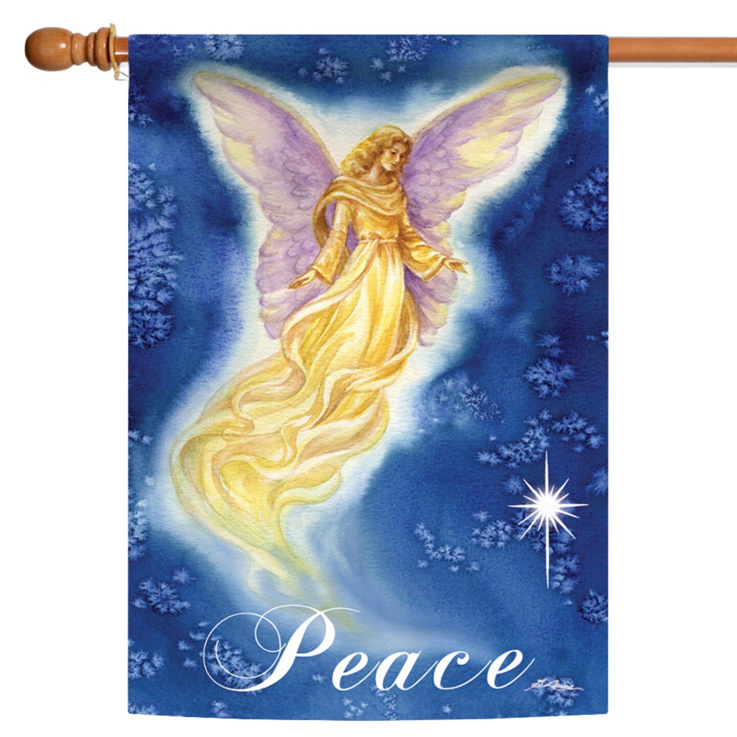 Toland Home Garden Gold and Blue Angel Wings Outdoor House Flag 40" x ...