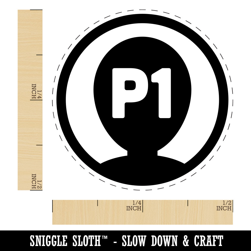 Player One Person Indicator Gaming Icon Rubber Stamp for Stamping ...