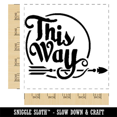 This Way Script Text Arrow Pointing Square Rubber Stamp for Stamping ...