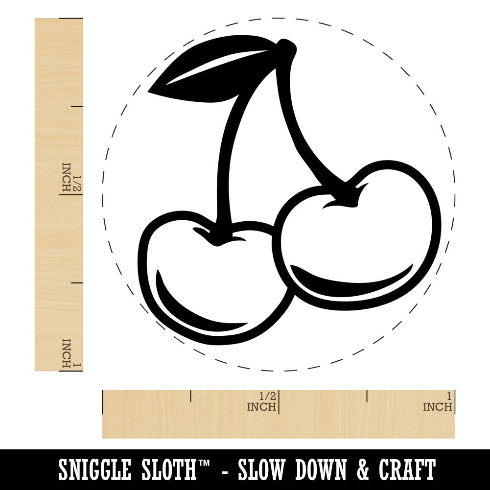 Couple of Shiny Cherry Fruits Cherries Rubber Stamp for Stamping ...
