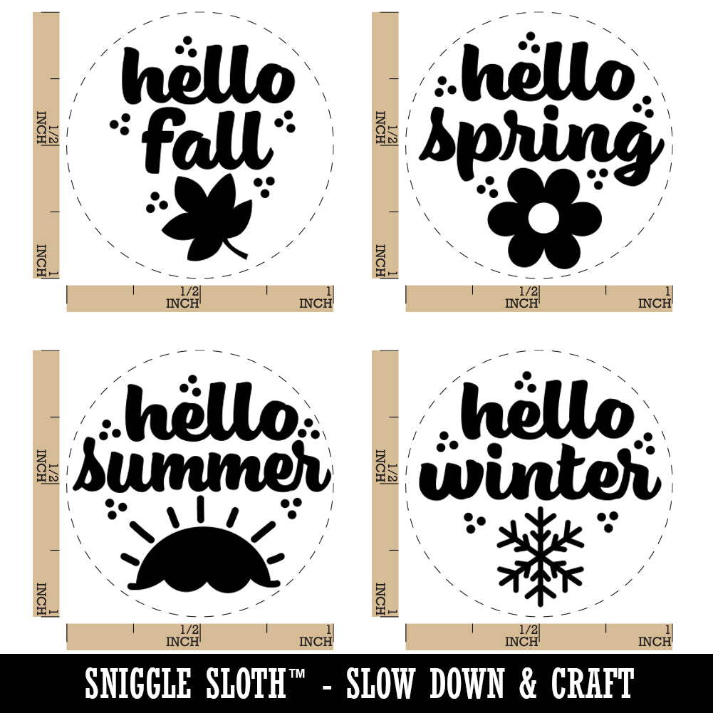 Hello Seasons Spring Summer Fall Winter Rubber Stamp Set for Stamping ...