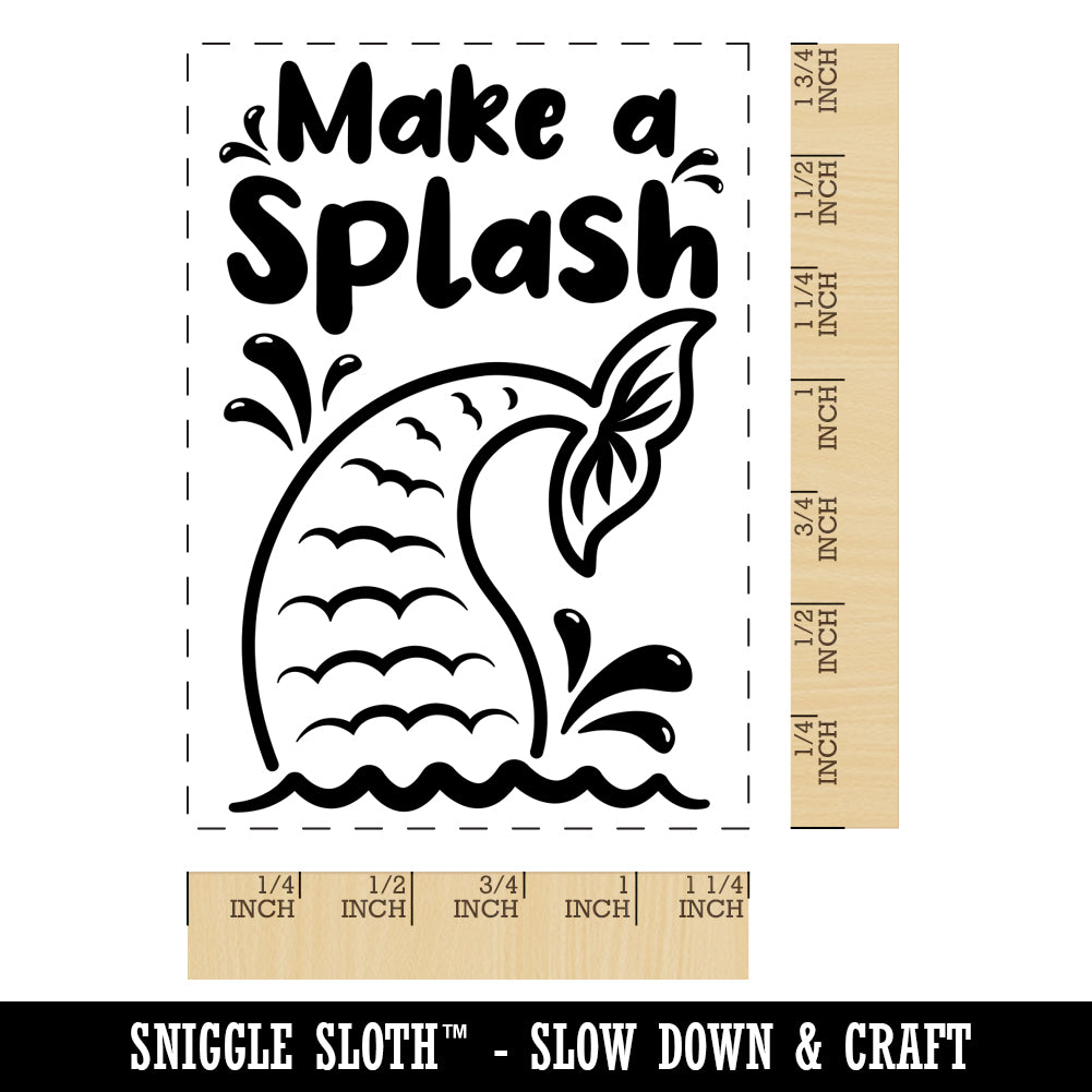 Make a Splash Mermaid Tail Rectangle Rubber Stamp for Stamping Crafting ...