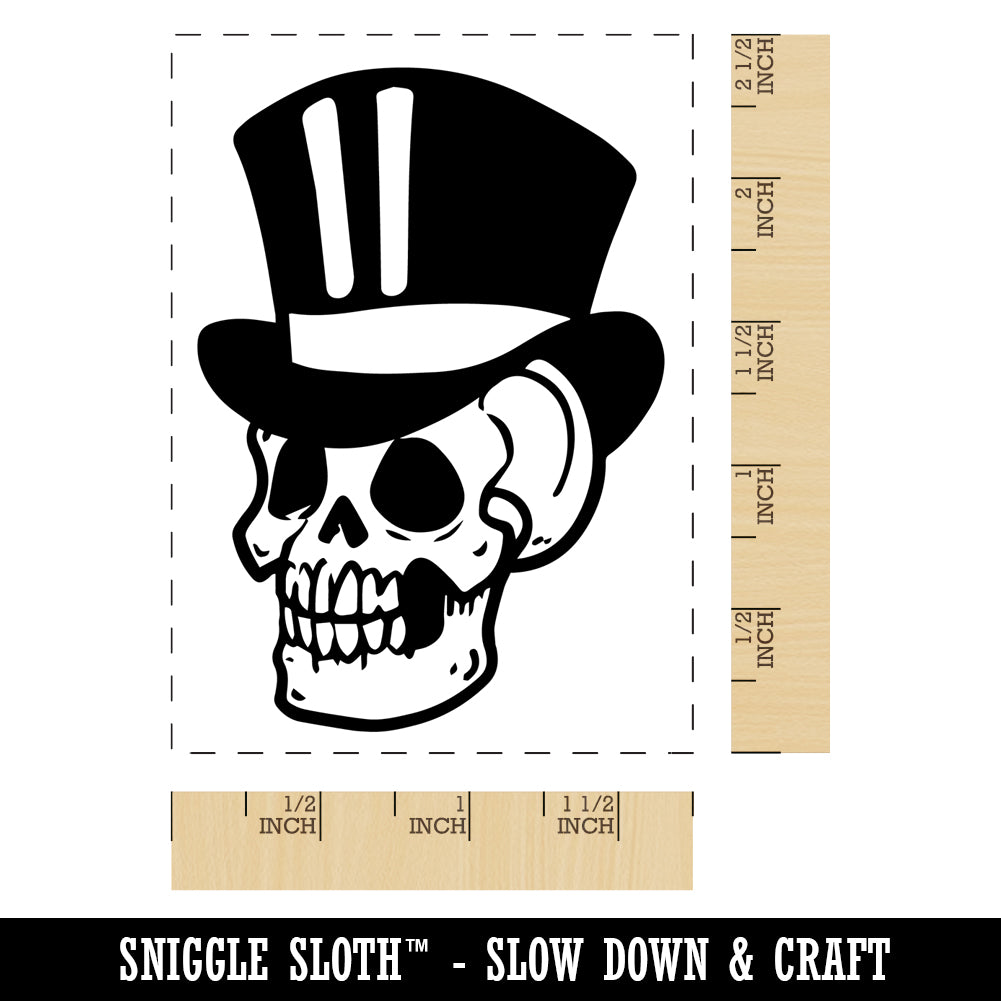 Fancy Skull with Top Hat Rectangle Rubber Stamp for Stamping Crafting ...