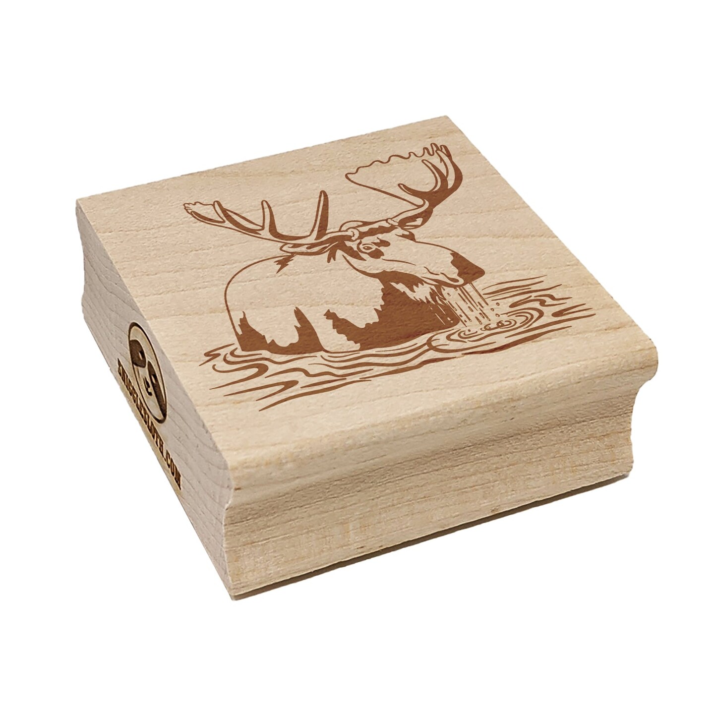 Moose Wading in Water Square Rubber Stamp for Stamping Crafting | Michaels