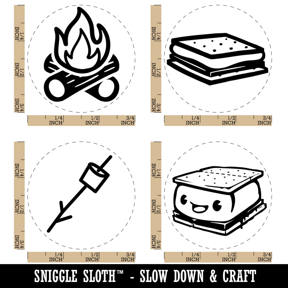 Campfire S'mores Marshmallow Camping Treats Rubber Stamp Set for ...