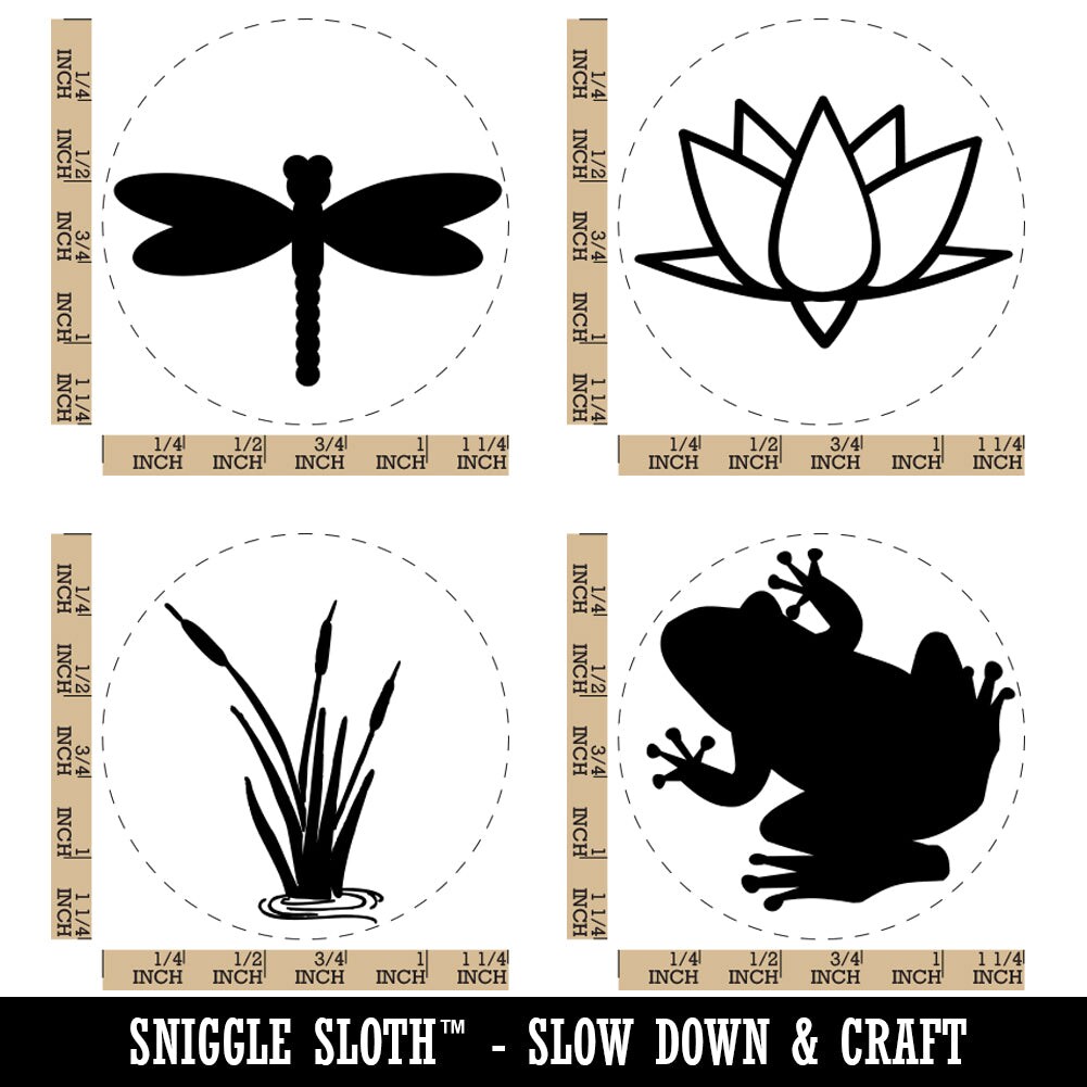 Pond Life Cattails Water Lily Dragonfly Frog Rubber Stamp Set for ...