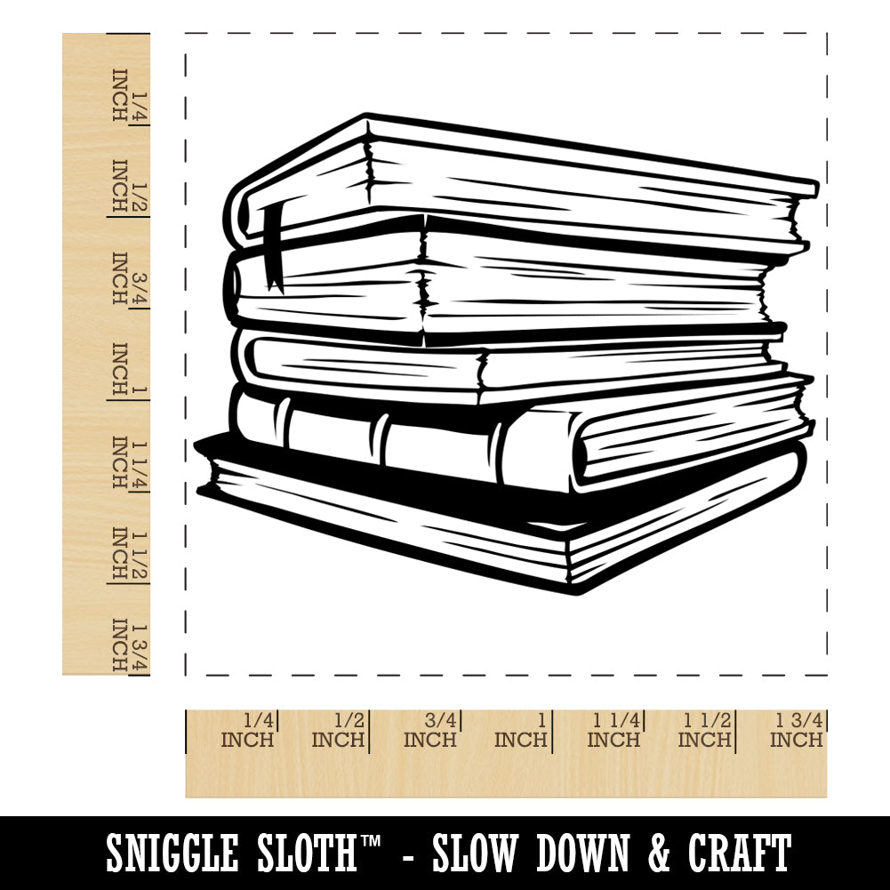 Stack Pile of Books Reading Square Rubber Stamp for Stamping Crafting ...