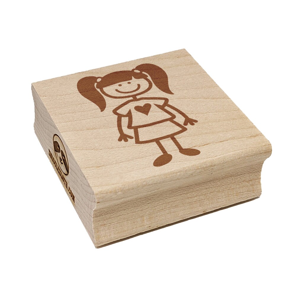 Stick Figure Girl Daughter Square Rubber Stamp for Stamping Crafting ...