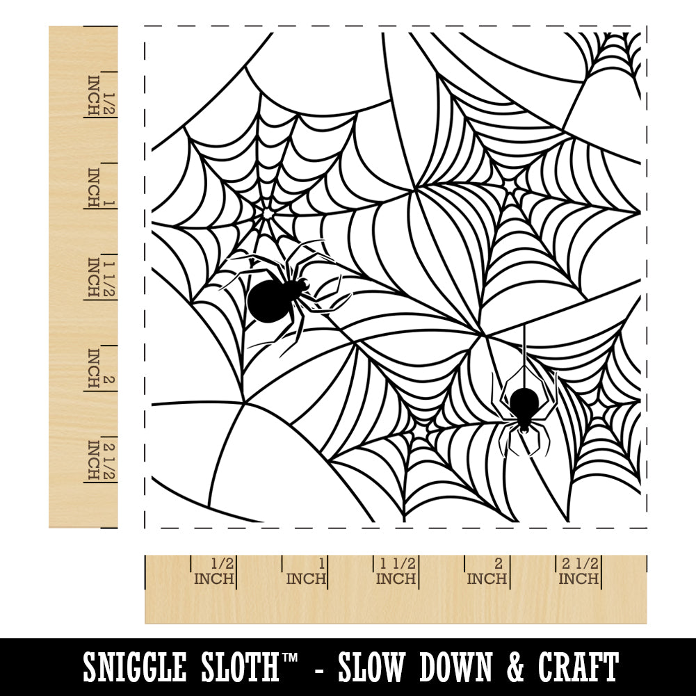 Creepy Spider Web Halloween Square Rubber Stamp for Stamping Crafting ...