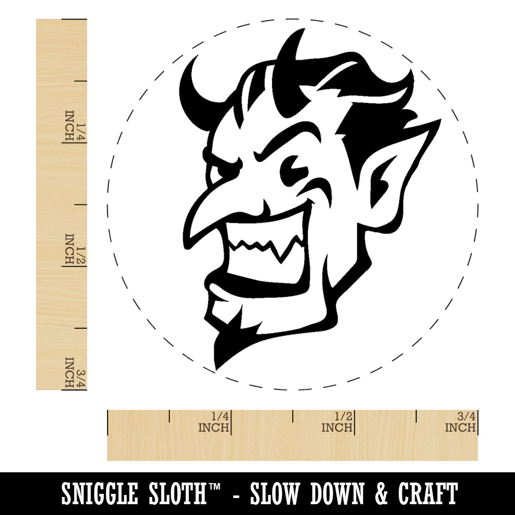 Impish Smiling Devil Demon with Horns Rubber Stamp for Stamping ...