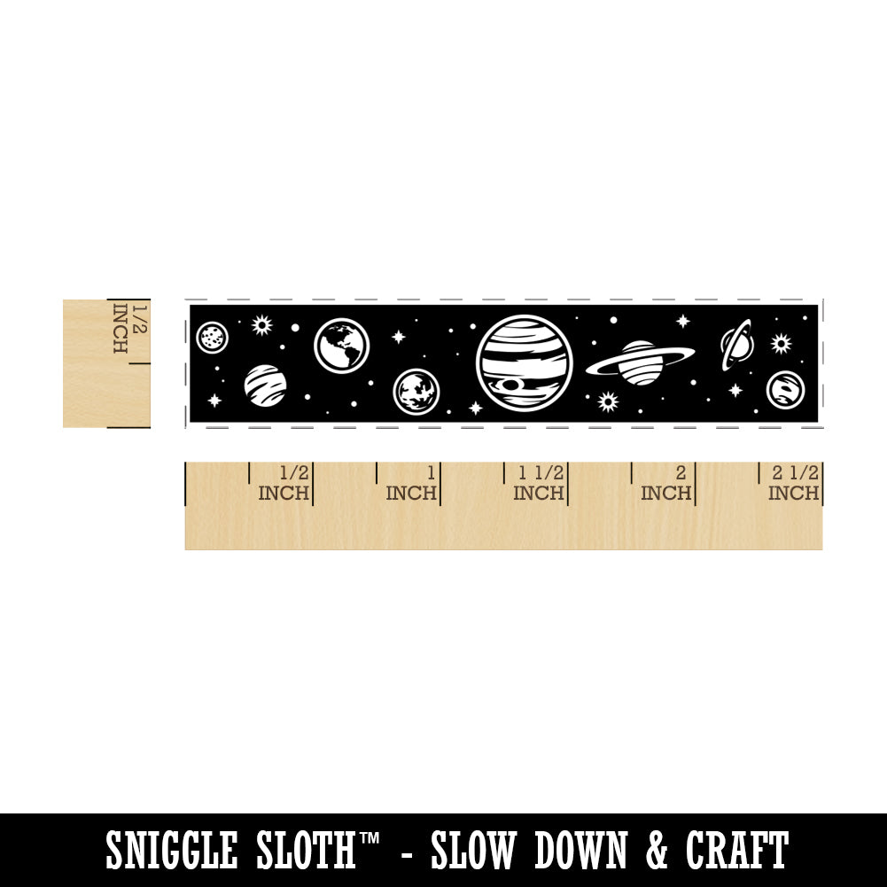 Solar System Planets and Stars Darkness of Space Rectangle Rubber Stamp ...