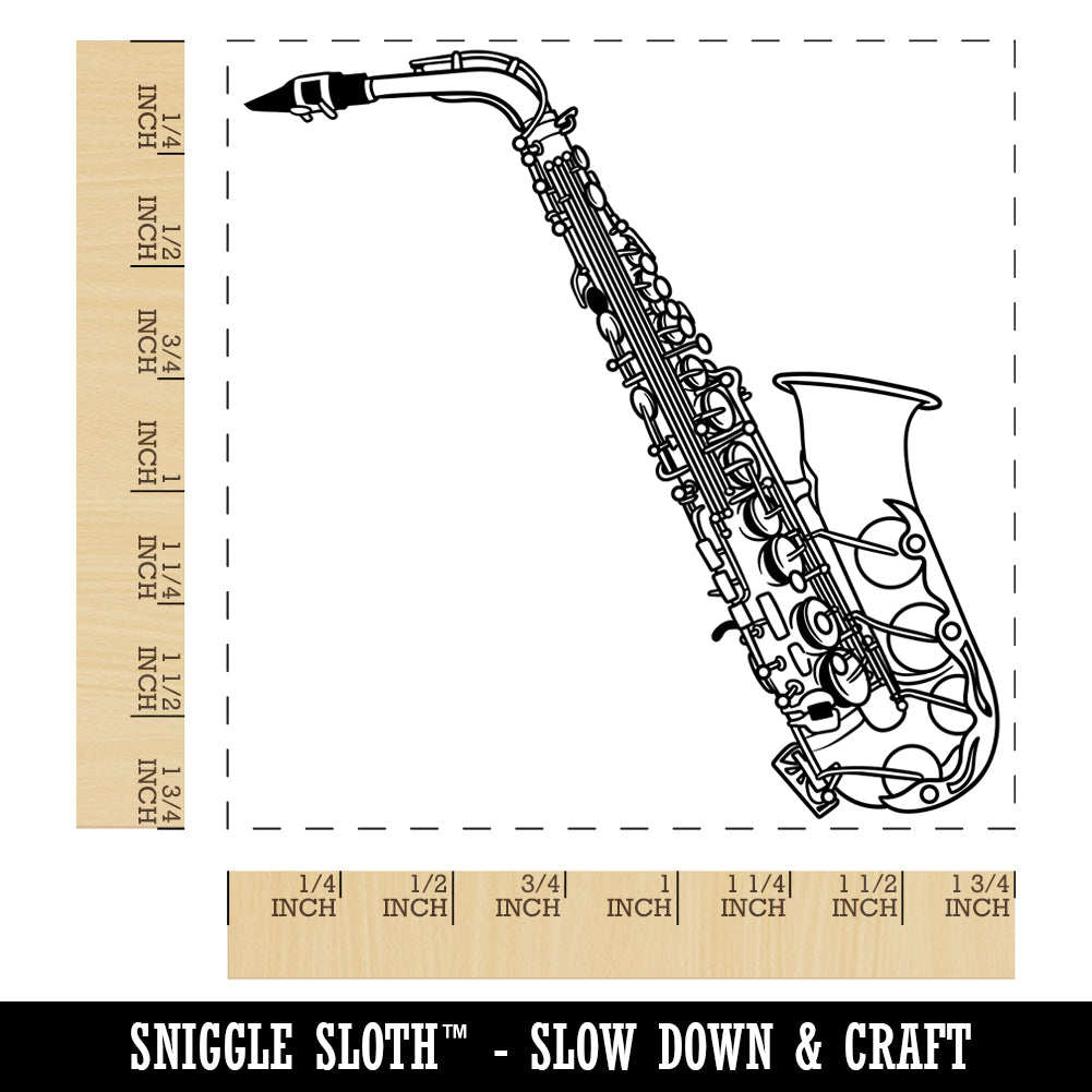 Alto Saxophone Woodwind Musical Instrument Square Rubber Stamp for ...