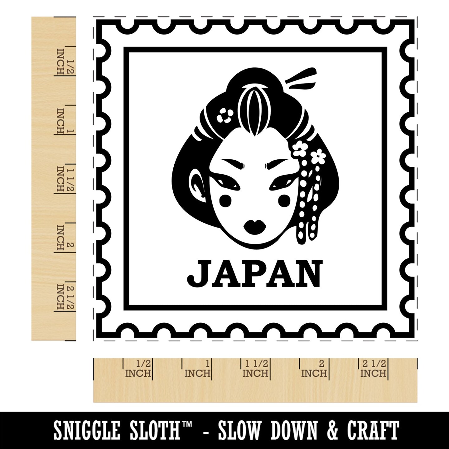 Japan Travel Japanese Geisha Woman Head Square Rubber Stamp for ...