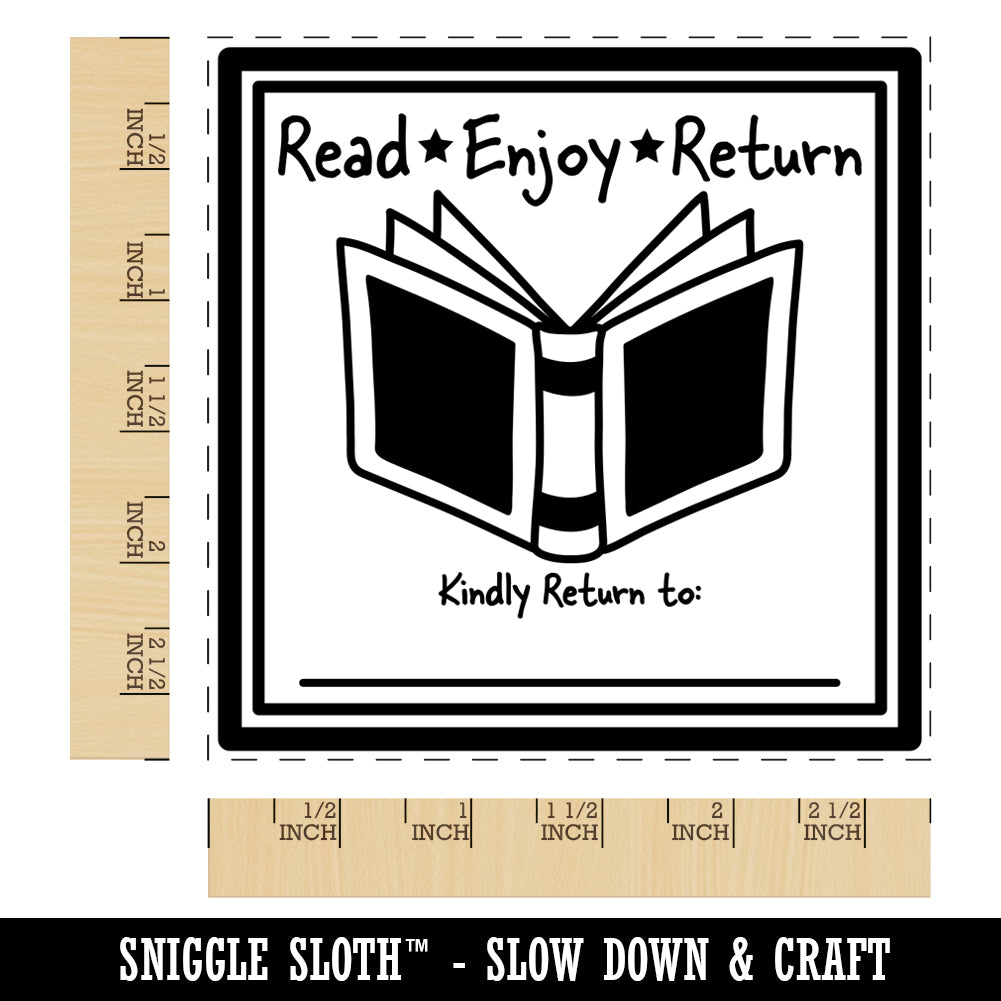 Read Enjoy Kindly Return Book Loan Square Rubber Stamp for Stamping ...