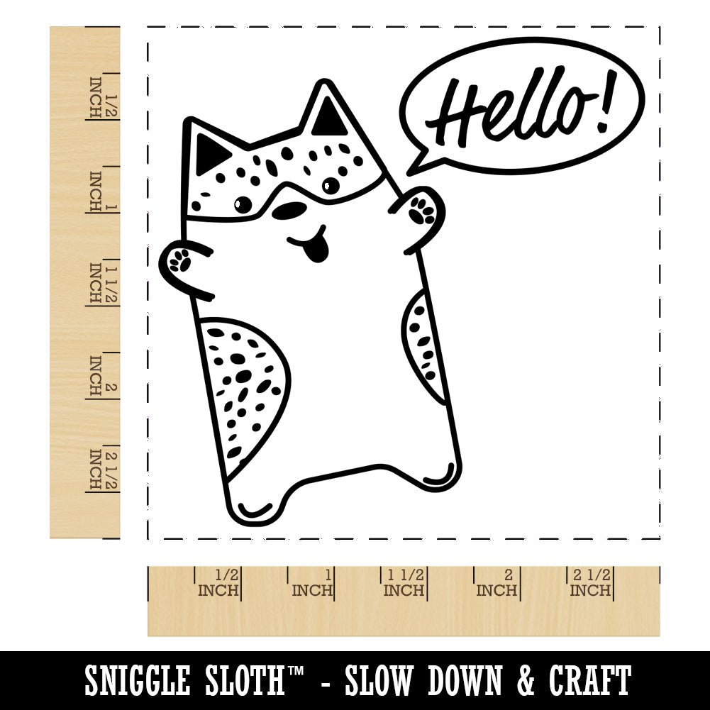 Corgi Dog Hello Doodle Square Rubber Stamp for Stamping Crafting | Michaels