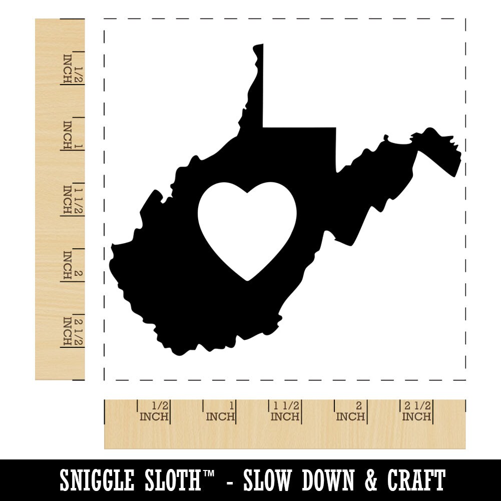 West Virginia State with Heart Square Rubber Stamp for Stamping ...