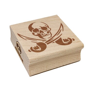 Pirate Skull and Swords Jolly Roger Square Rubber Stamp for Stamping ...